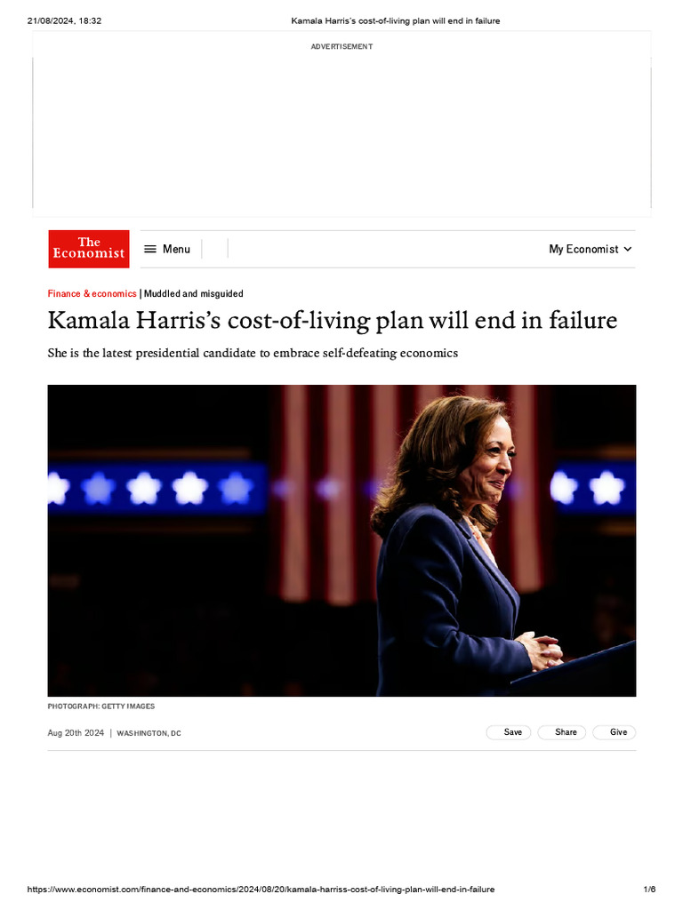 Kamala Harris's Cost-Of-Living Plan Will End in Failure | PDF