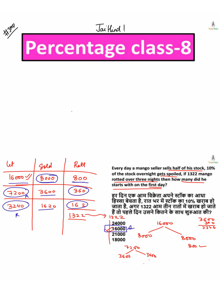 Percentage Class 8 Qa | PDF