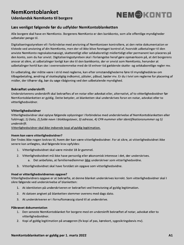 Nemkonto - Blanket 2022 - Dansk | PDF