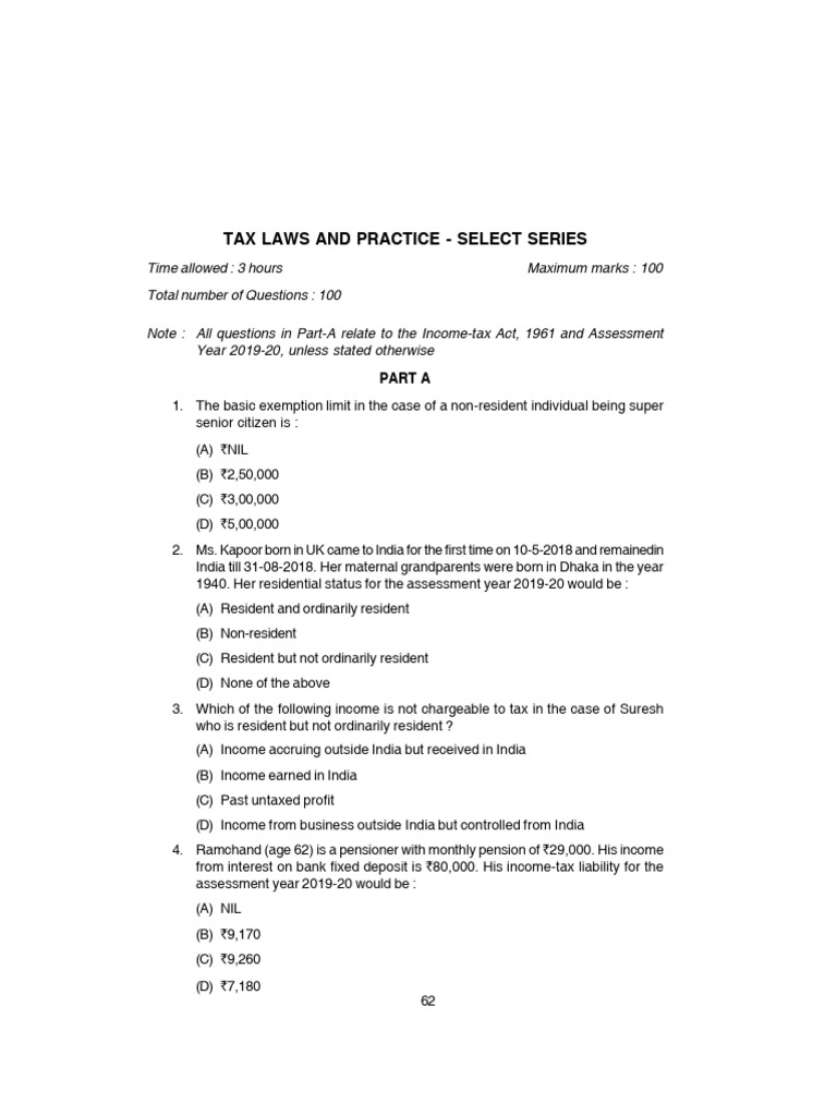 CS Executive Taxation Suggested Answer Dec 2019 | PDF