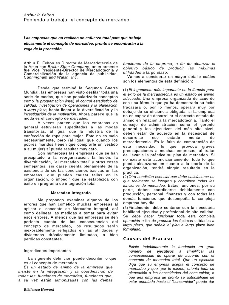 Arthur P. Felton Poniendo A Trabajar Un | PDF