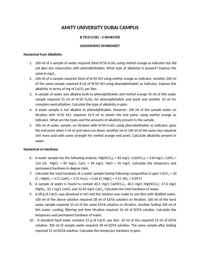 Assignment Engg Chemistry (CSE) | PDF
