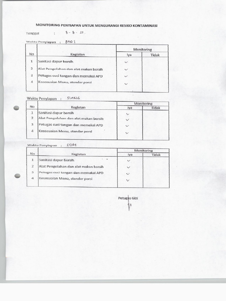 MONITORING PENYIAPAN DAN CEKLIS | PDF