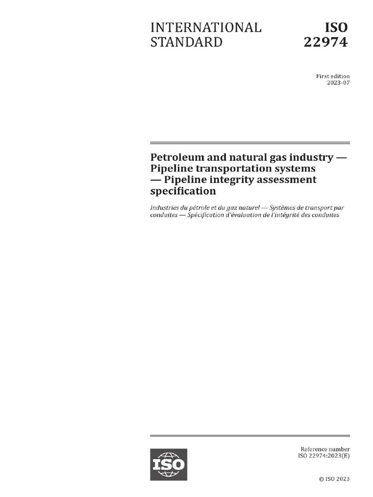 ISO 22974-2023 Petroleum and Natural Gas Industry - Pipeline ...