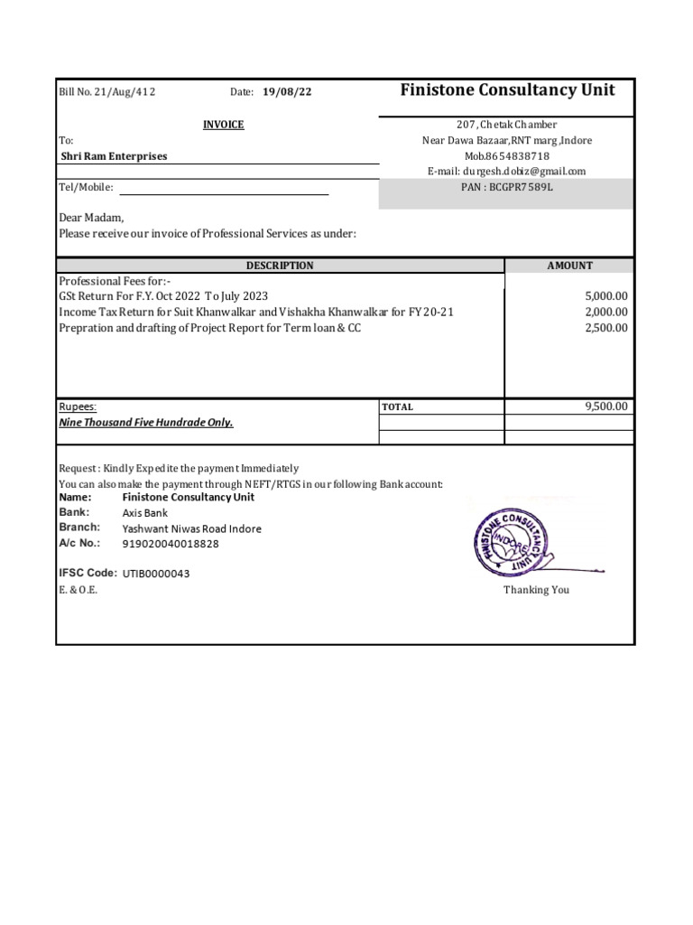 Shri Ram Enterprises Bill from Oct to july 23 | PDF