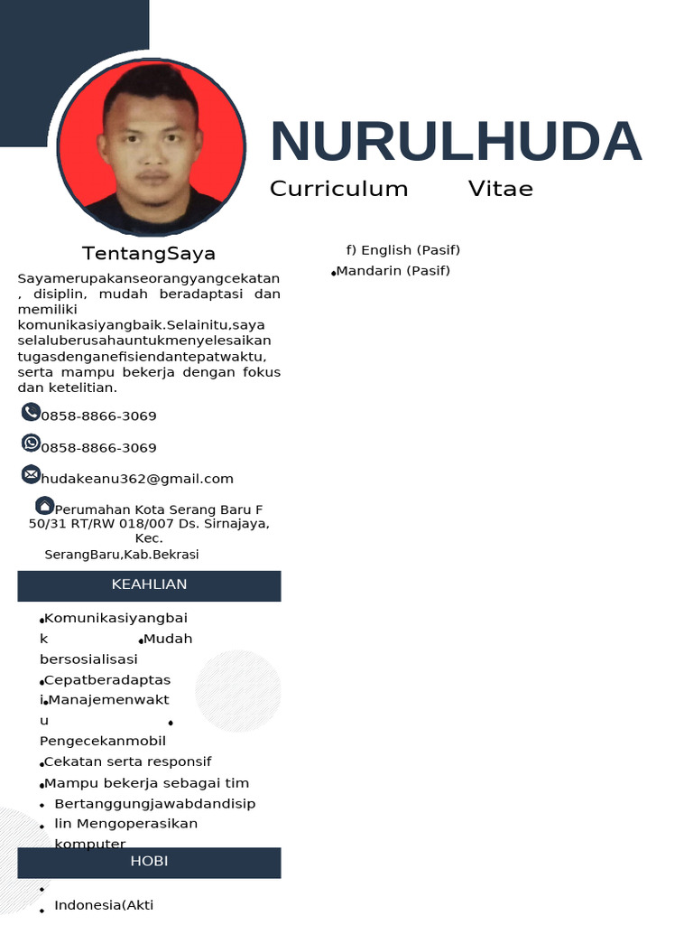 Cv Nurul Huda | PDF