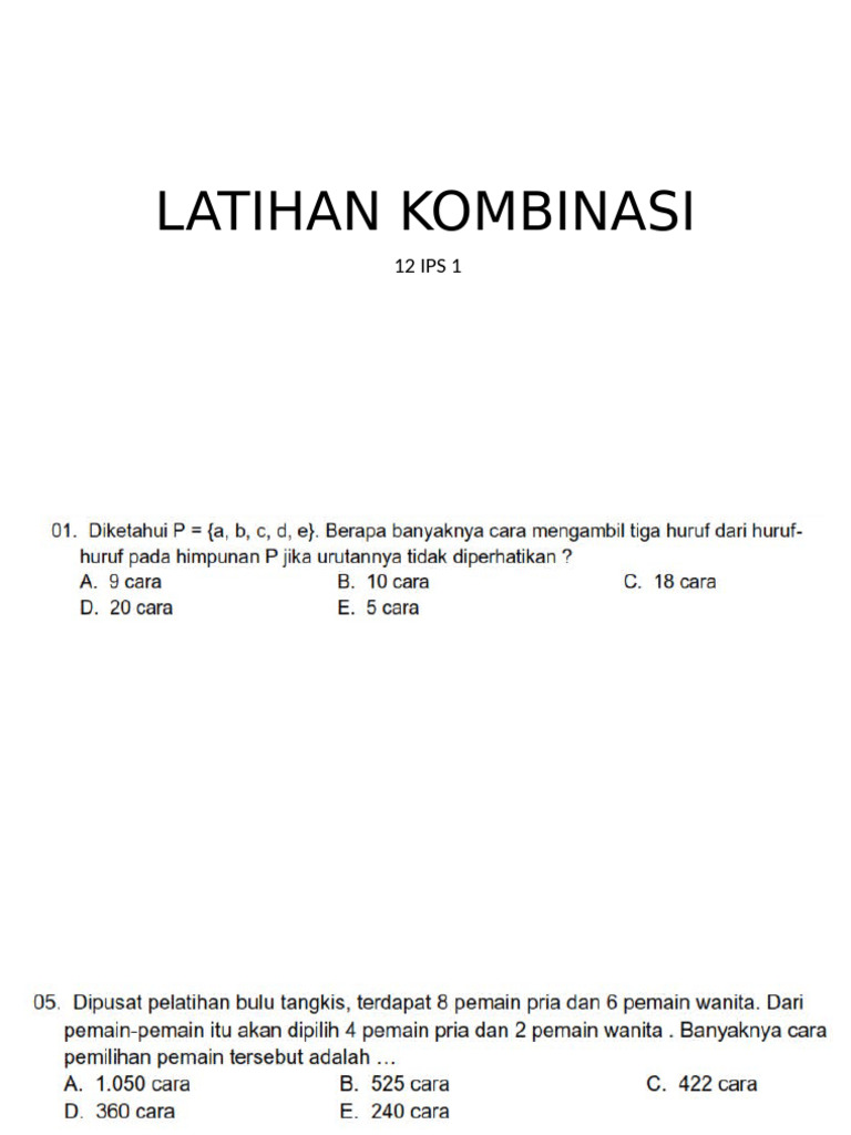 Latihan Kombinasi 12 Ips | PDF