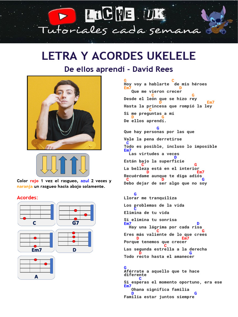 De ellos aprendí - David Rees . Letra y acordes UKELELE | PDF