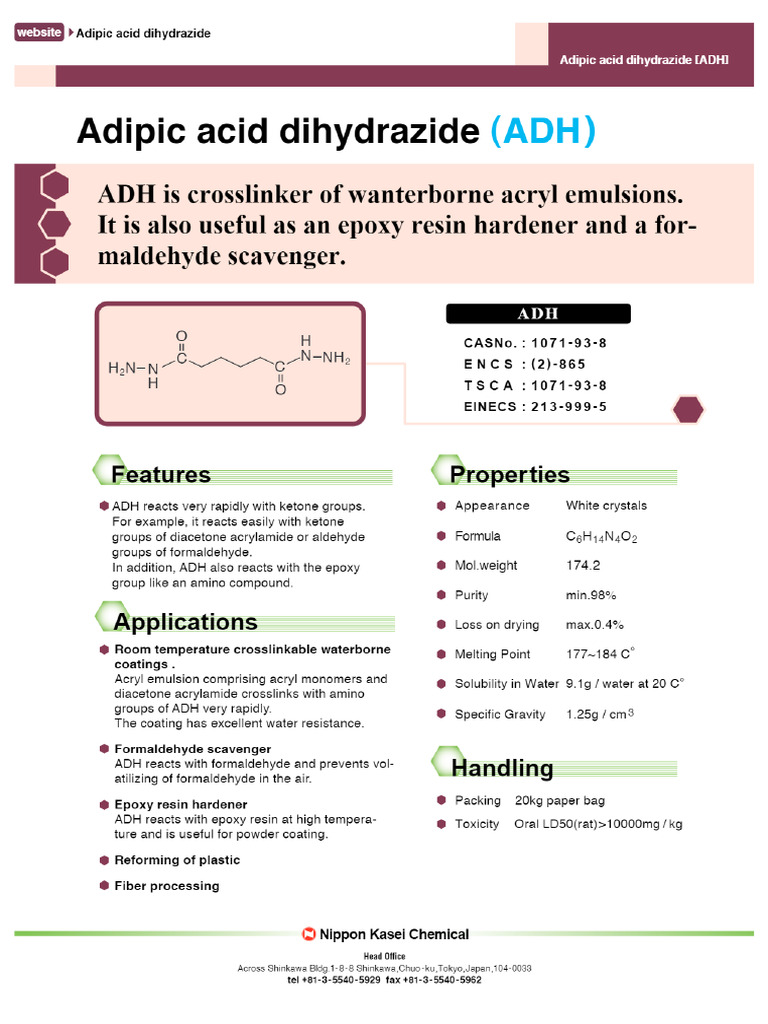 Adipic Acid Dihydrazide (ADH) | PDF