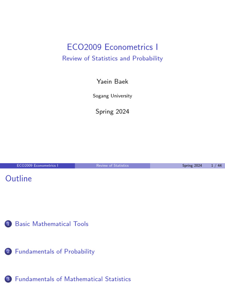 Econometrics Lecture2 StatisticsReview | PDF