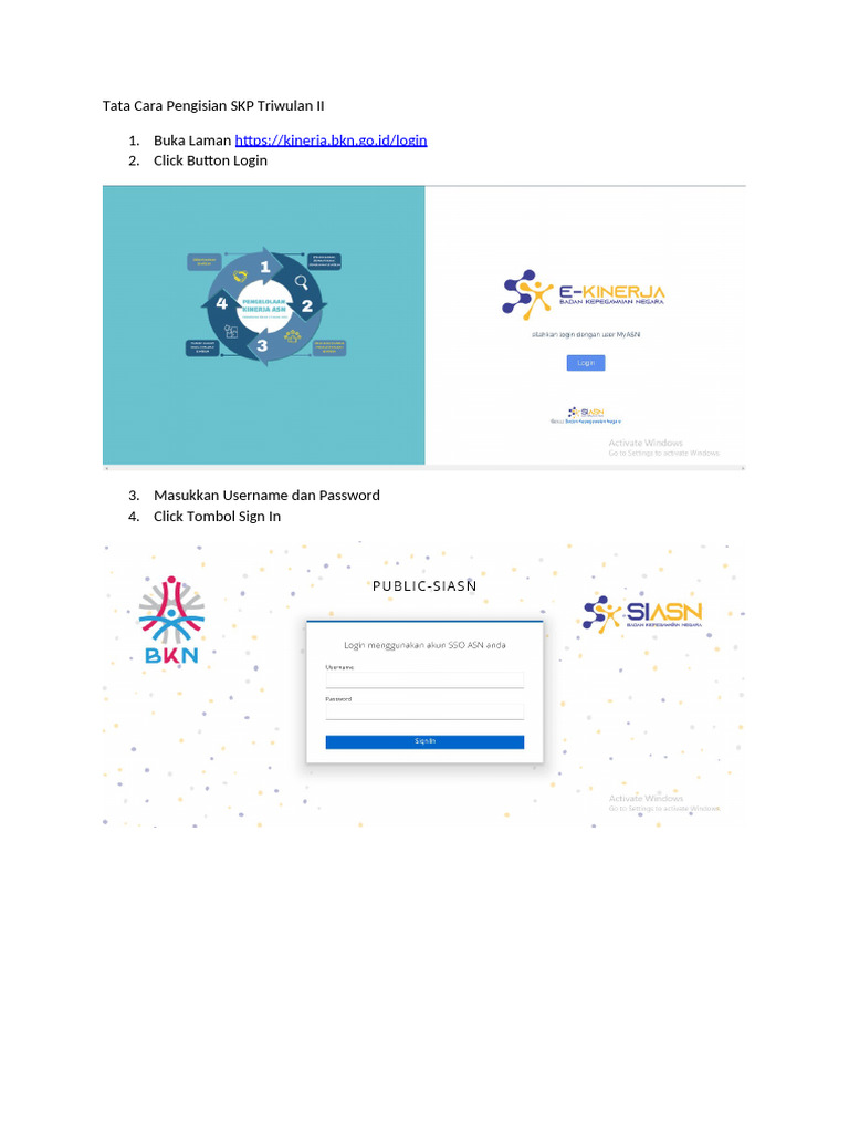 Tata Cara Pengisian SKP Triwulan II | PDF