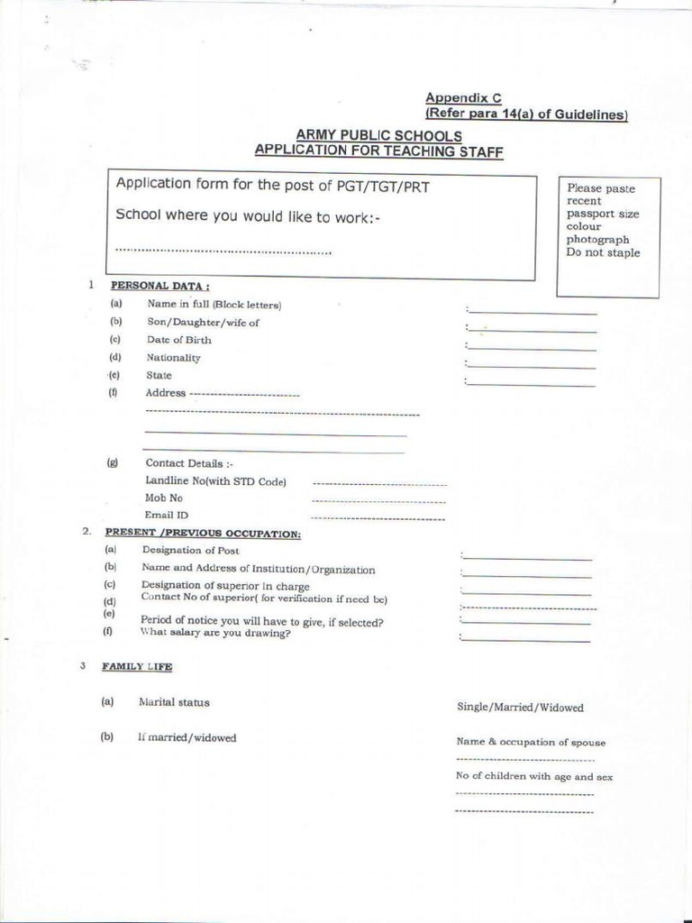 Application For Teaching Staff CSB | PDF