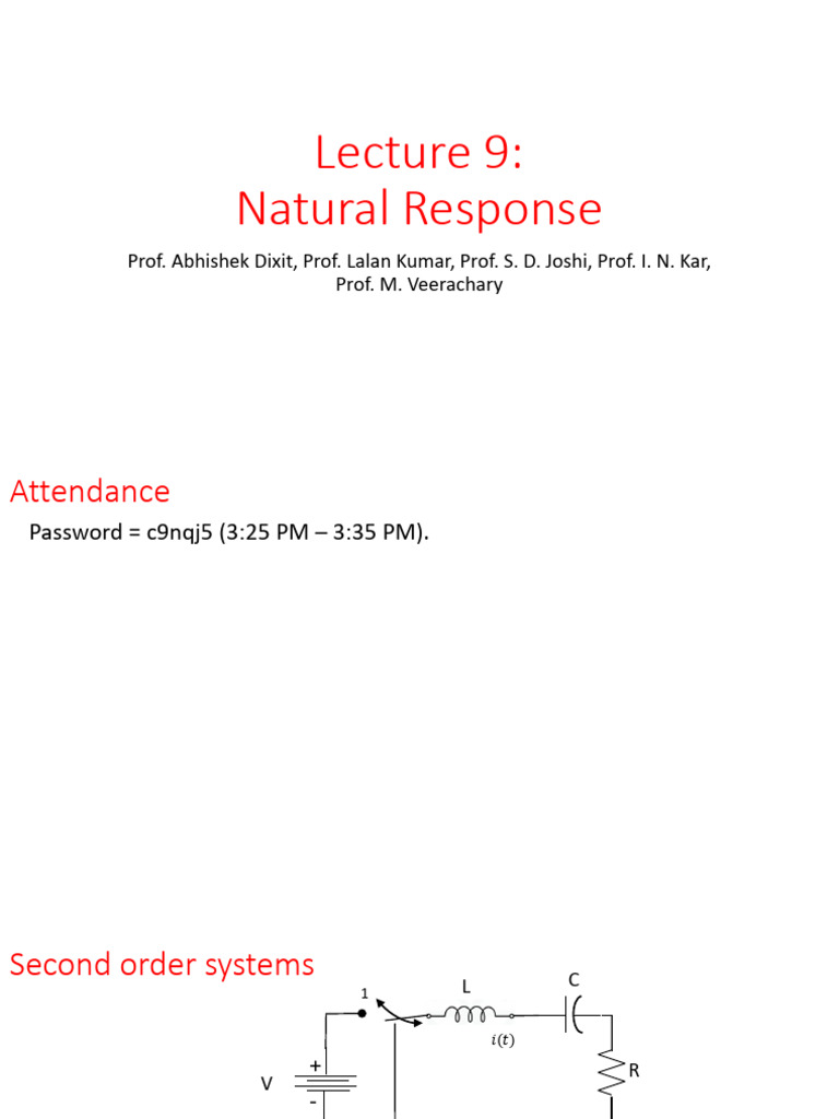 L09 Natural Response Over Under Critically Damped Oscillatory | PDF