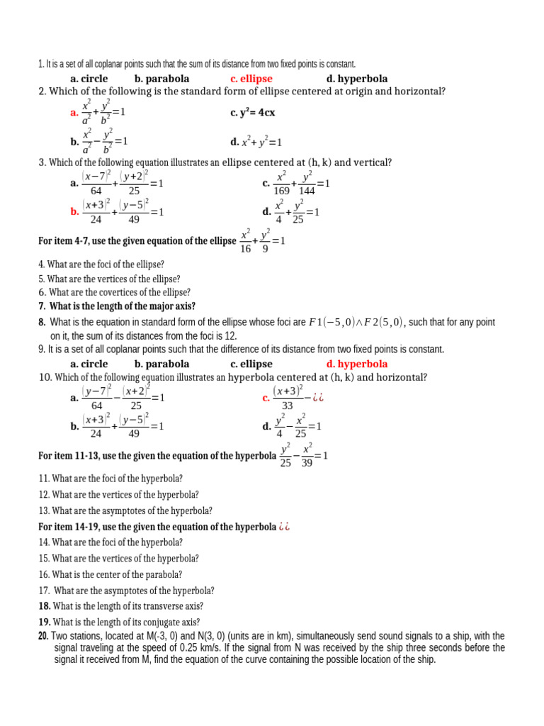 Reviewer Ellipse And Hyperbola Pdf