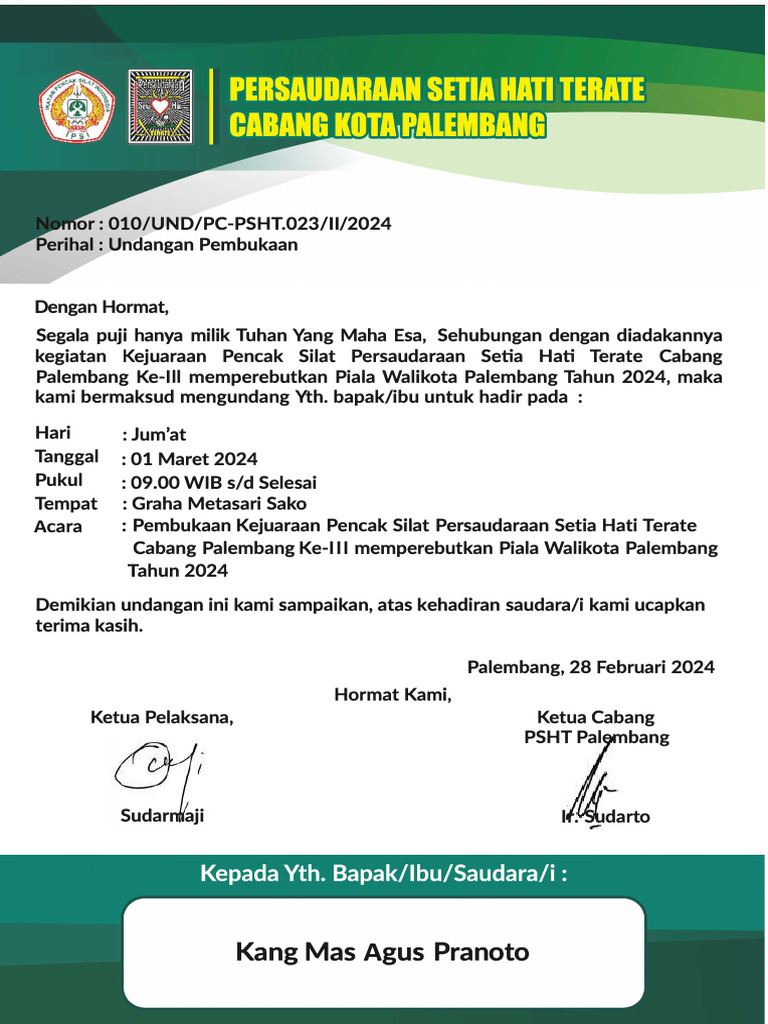 Contoh Undangan PSHT | PDF