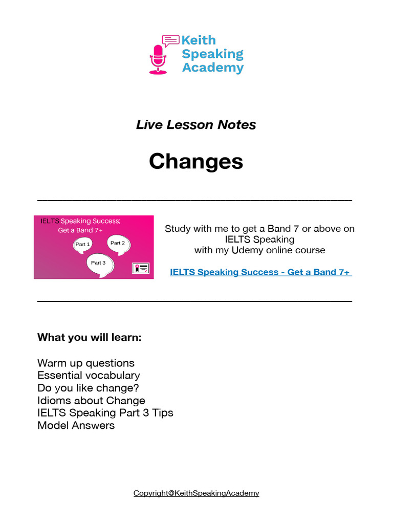 Changes - Lesson Notes | PDF