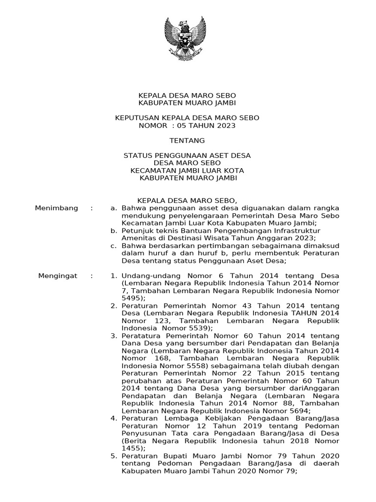 SK - 05 Penggunaan Aset Desa | PDF