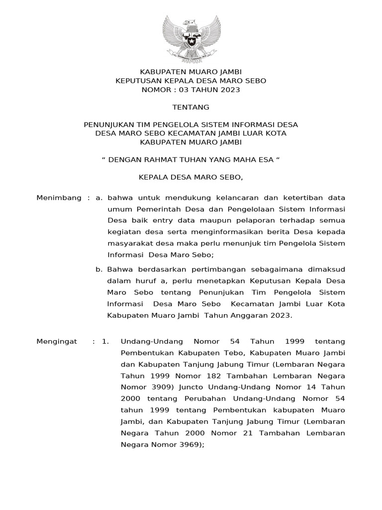 SK - 03 Pengelola SID 2023 | PDF