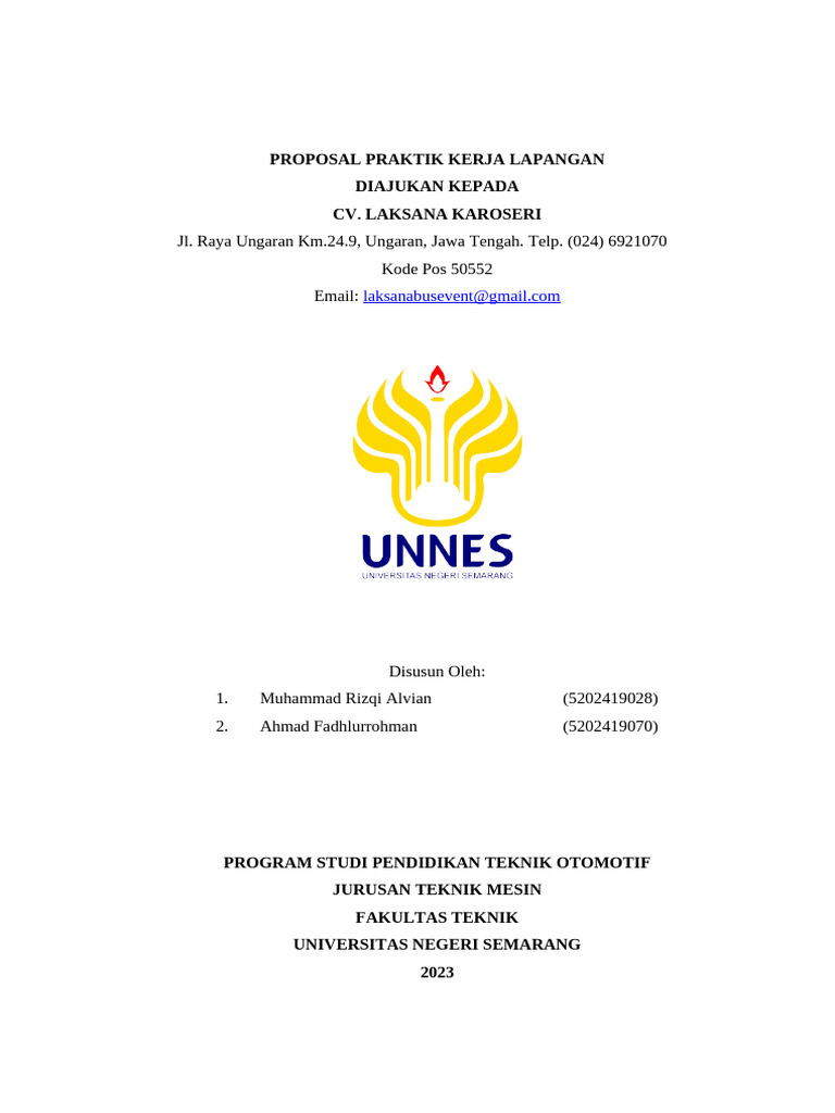 Proposal PKL UNNES | PDF