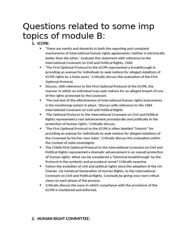 Questions Related To Some Imp Topics of Module B | PDF