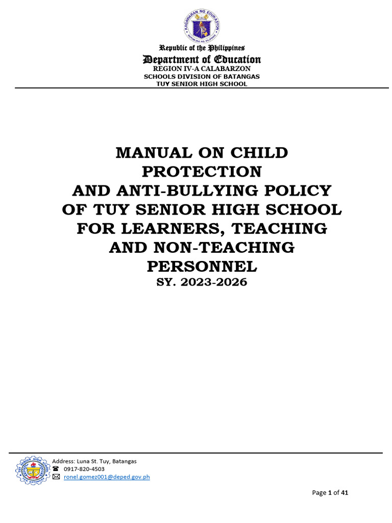School Manual 2023 2026 1 | PDF