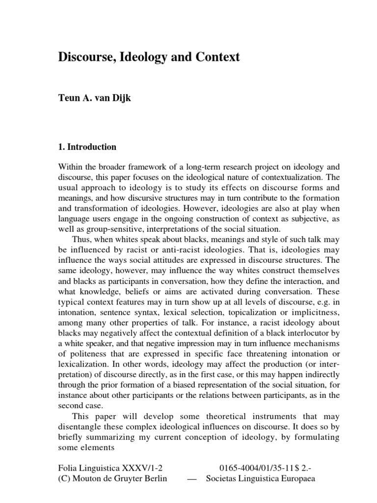 Discourse, Ideology and Context | PDF | Science & Mathematics