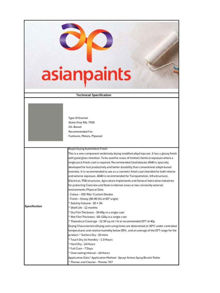 Stone Grey RAL 7030 Enamel Specification | PDF