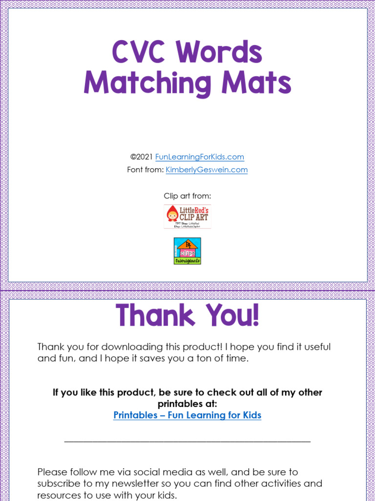 CVC Matching Mats | PDF