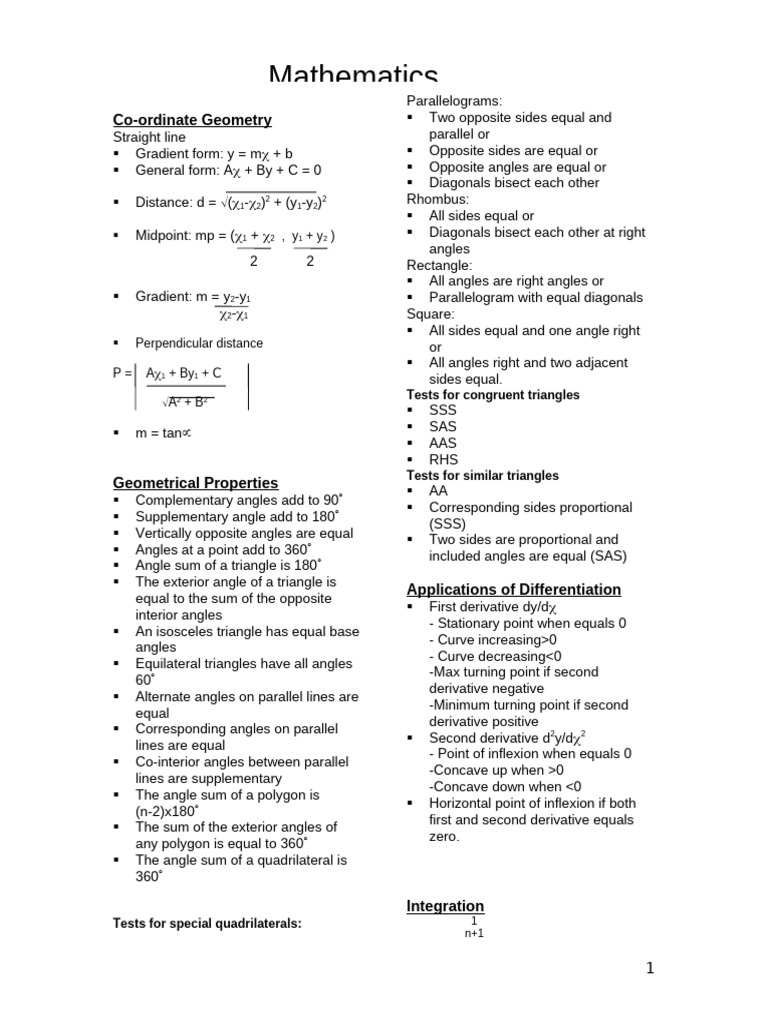 Maths 2U Note | PDF