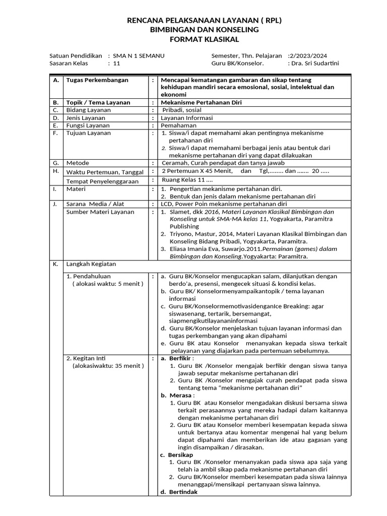 RPL BK Mekanisme Pertahanan Diri | PDF