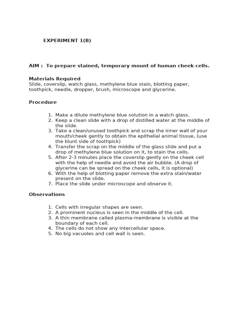 CLASS IX BIOLOGY PRACTICALS | PDF