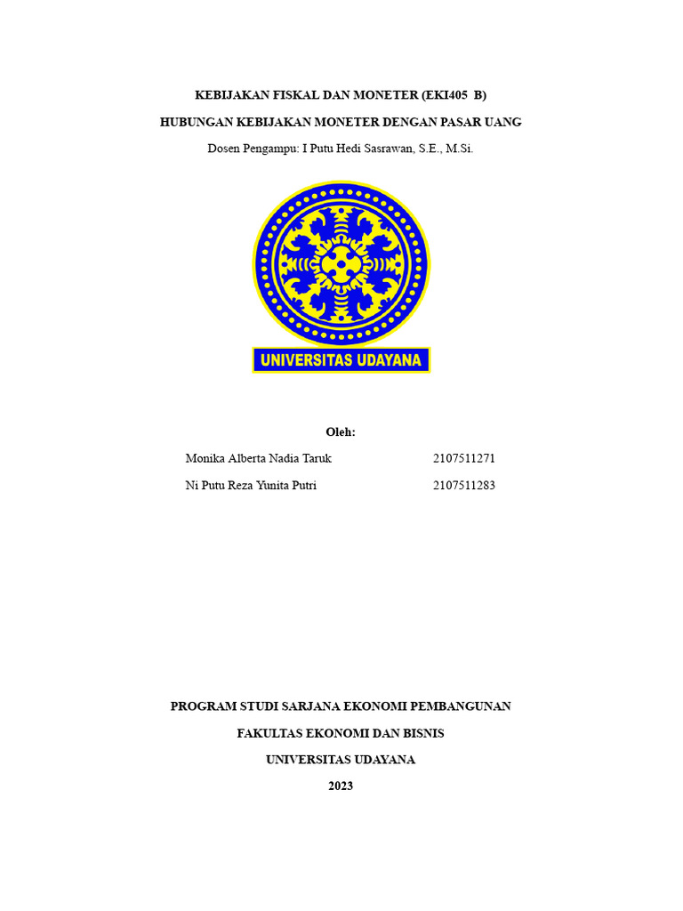 KLP 5 - Hubungan Kebijakan Moneter Dengan Pasar Uang | PDF