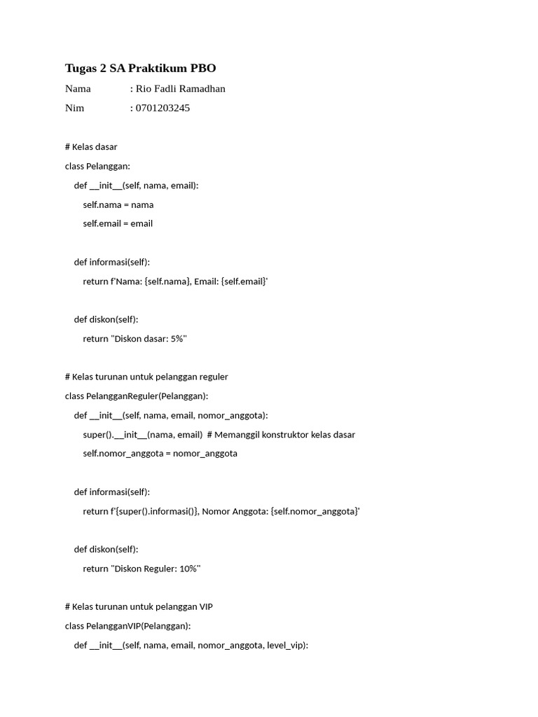 Tugas 2 - Praktikum PBO - Rio Fadli Ramadhan | PDF