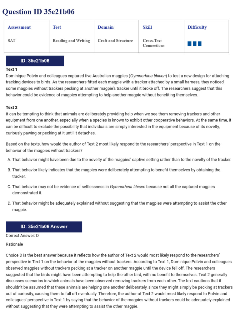 Cross-Text Connections (Hard) Answers | PDF
