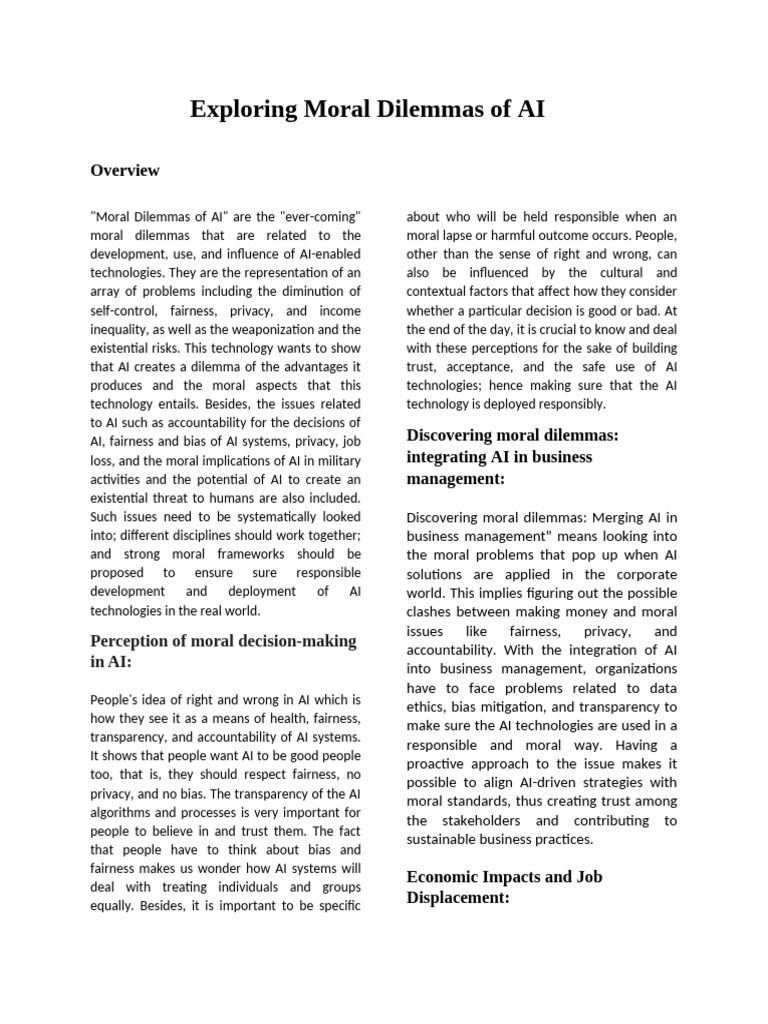 Ethical Dilemmas of AI | PDF