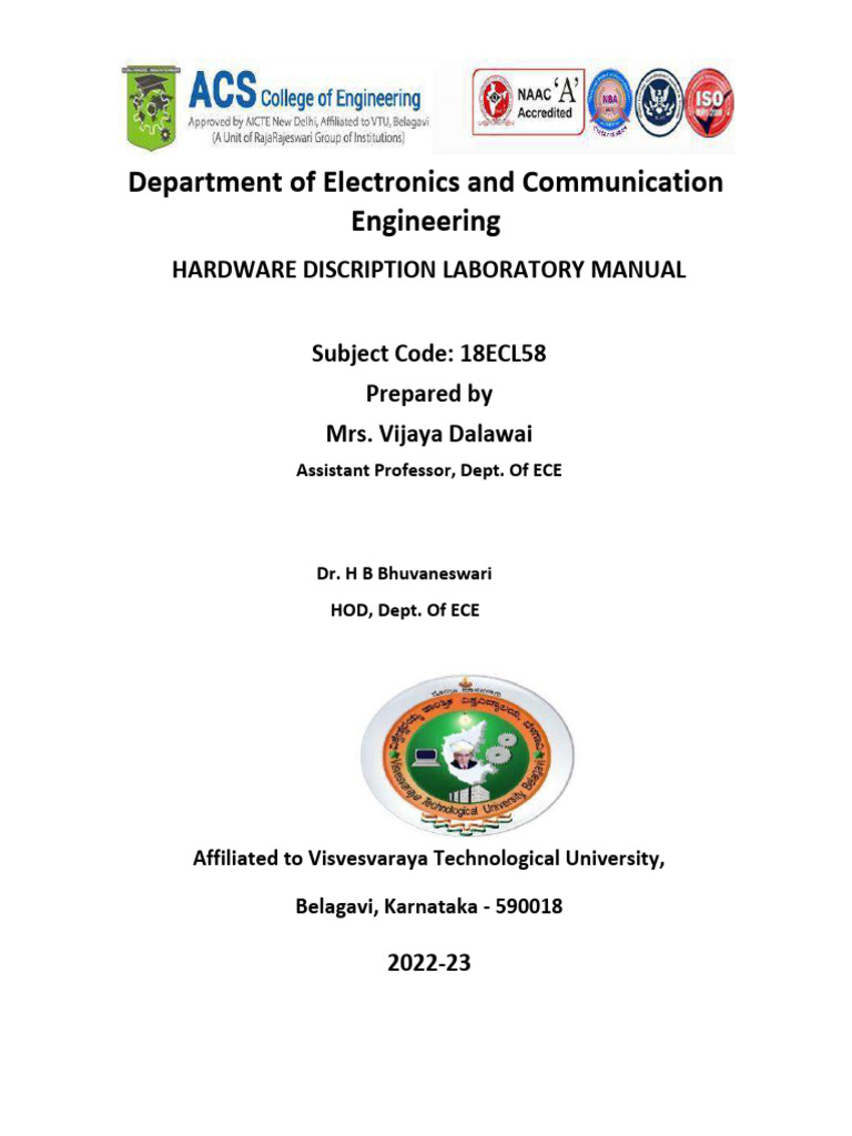 VTU 3rd Sem Hardware Lab Manual | PDF | Field Programmable Gate Array ...