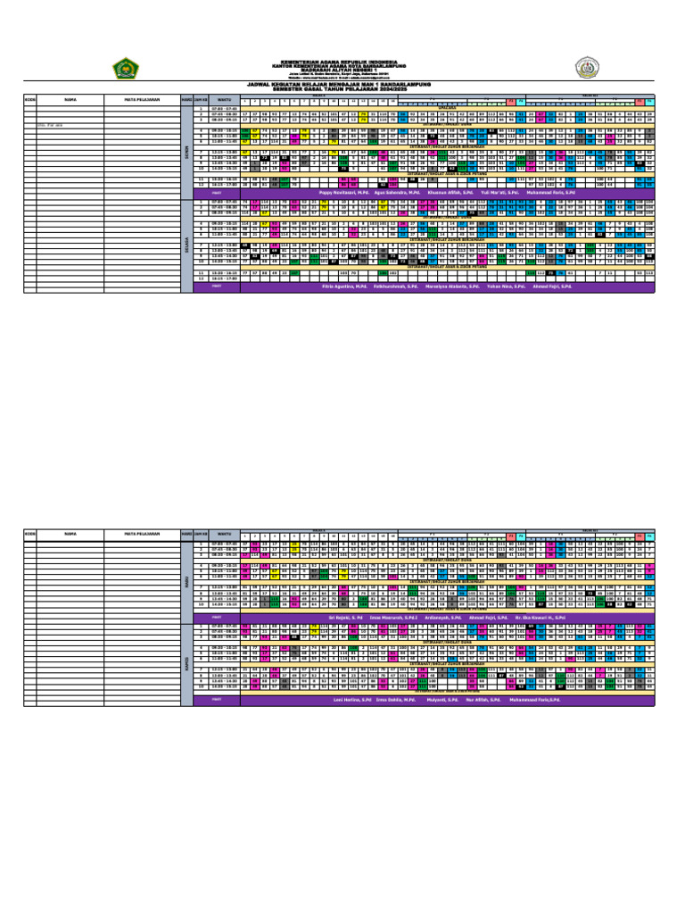 Jadwal Semester 1 Tahun Pelajaran 2024-2025 | PDF