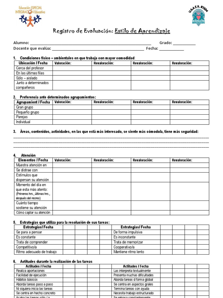 Registro de Evaluación | PDF | Maestros | Aprendizaje