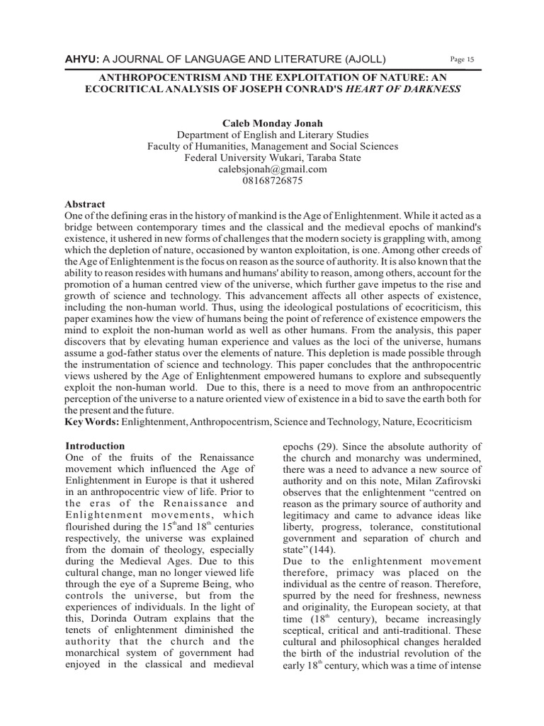 Article+3-Anthropocentrism and Exploitation of Nature | PDF Article+3-Anthropocentrism and Exploitation of Nature | PDF