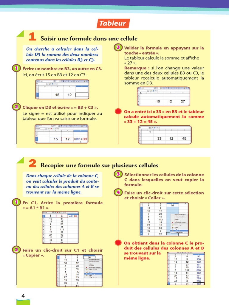 Fiches Logiciel Tableur | PDF