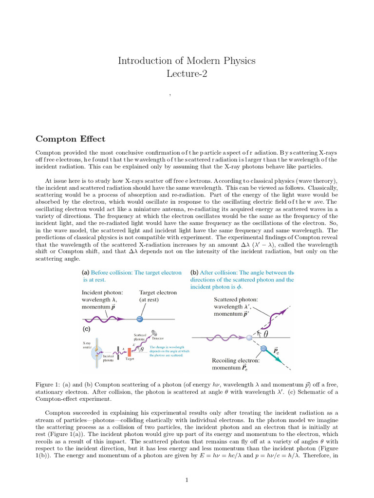 Compton Effect and Experimental Description and | PDF | Electron | Teaching Methods & Materials
