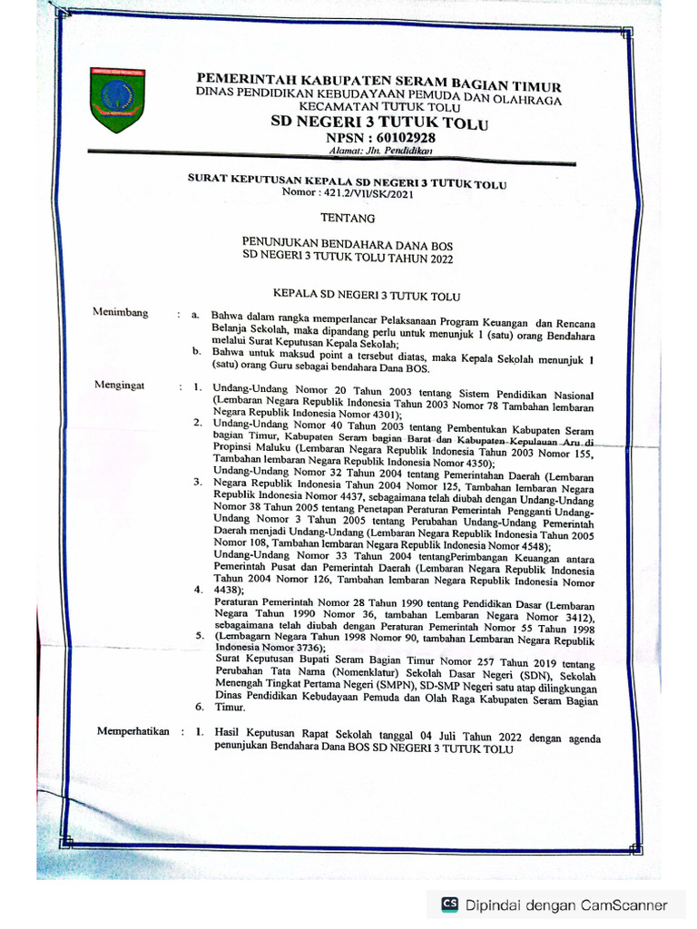 SK Bend SDN 3 Tutuk Tolu | PDF