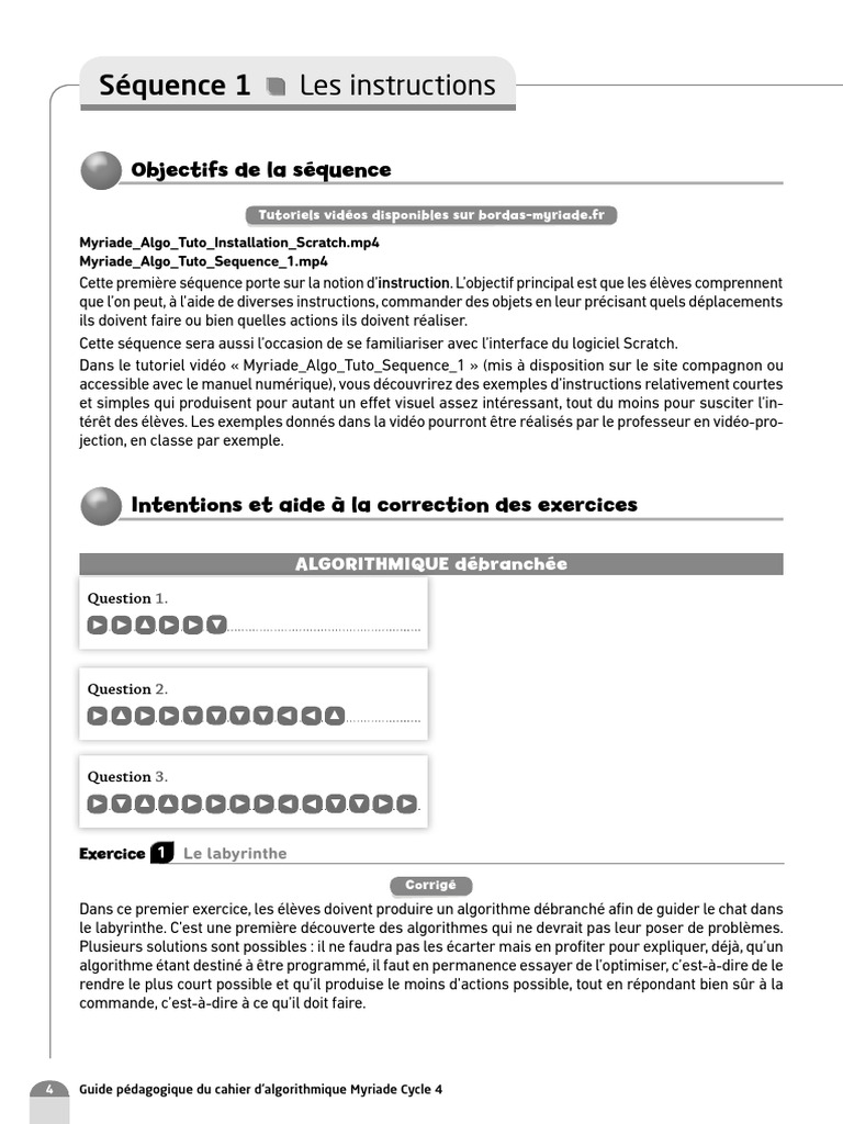 Myriade Algo Guide Sequence 1 | PDF