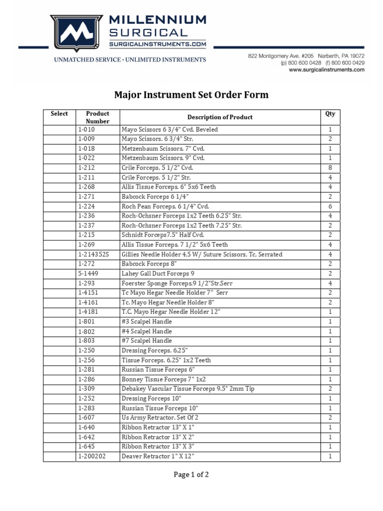 Major Instrument Set | PDF