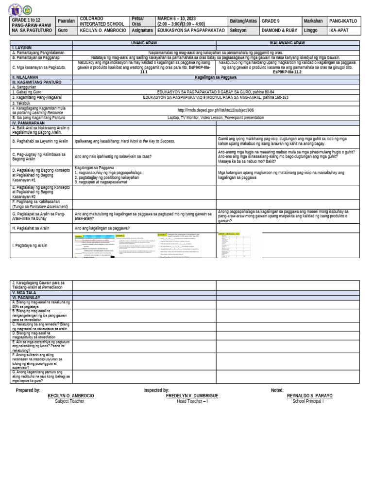 DLL ESP 9 - Q3 W4 - Ruby & Diamond | PDF