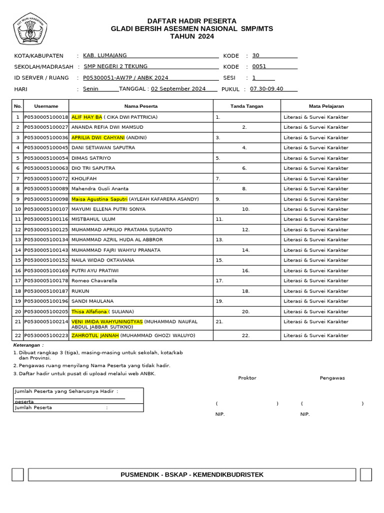 Asesmen Nasional - Tahun 2024 | PDF