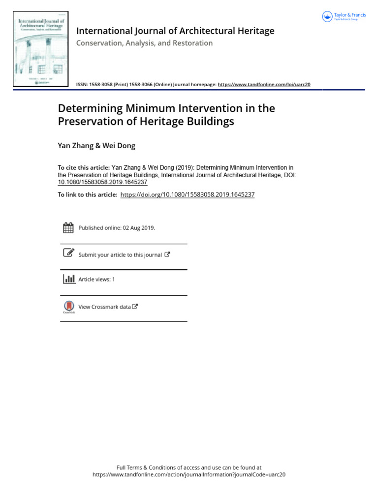 Determining Minimum Intervention in The Preservation of Heritage ...