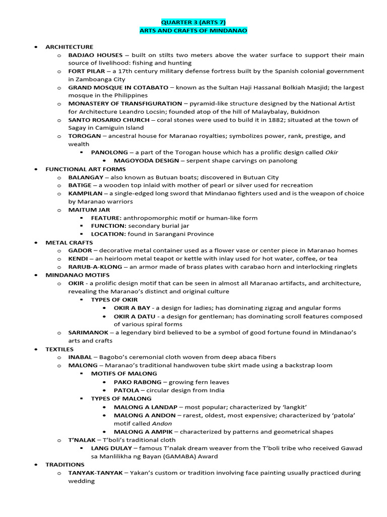 Apeh 7 Quarter 3 Reviewer | PDF