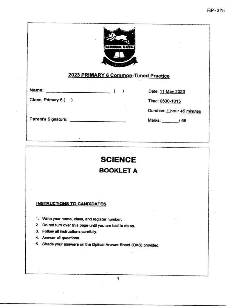 P6 Science 2023 WA2 Taonan | PDF