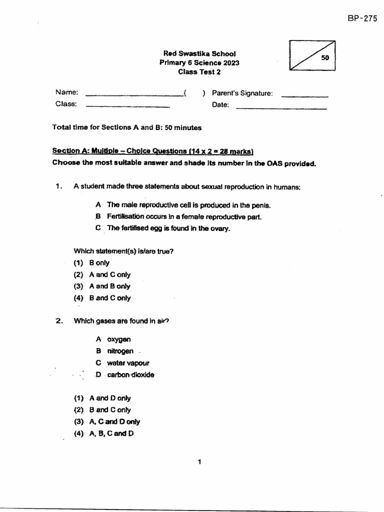 P6_Science_2023_WA2_Redswastika | PDF
